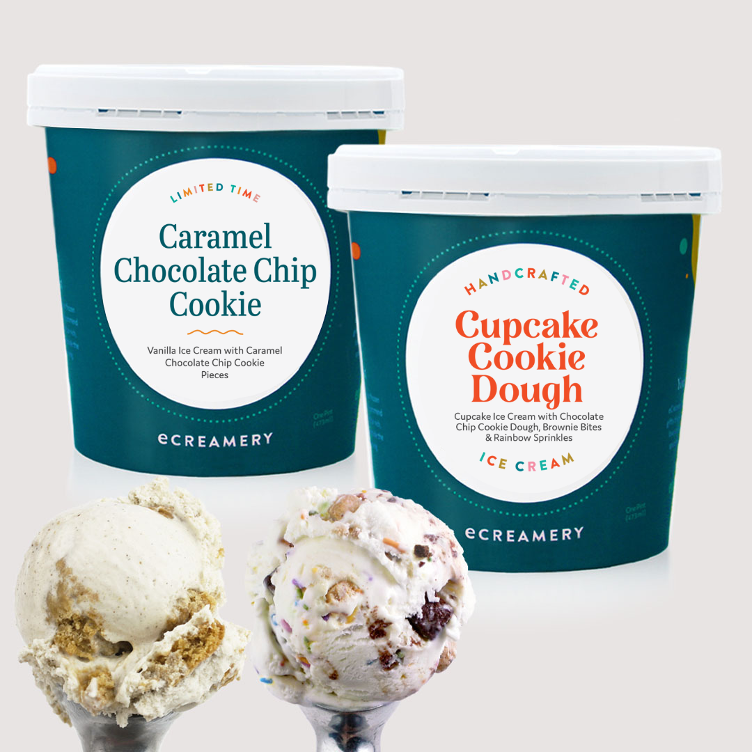 2 Pint - Caramel Chocolate Chip Cookie & Cupcake Cookie Dough – eCreamery